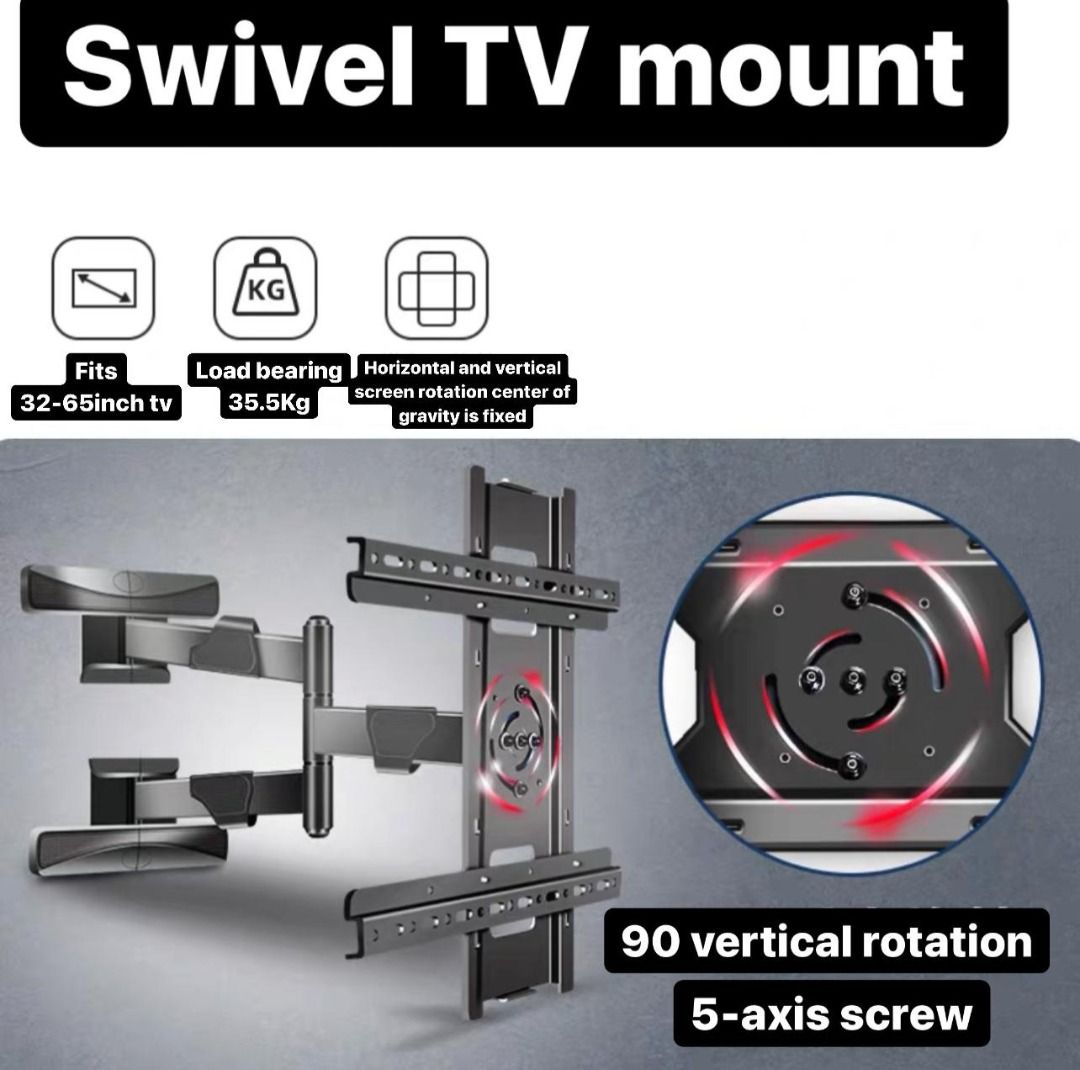 Swivel 90 degree Rotation TV Bracket (S013), TV & Home Appliances, TV ...