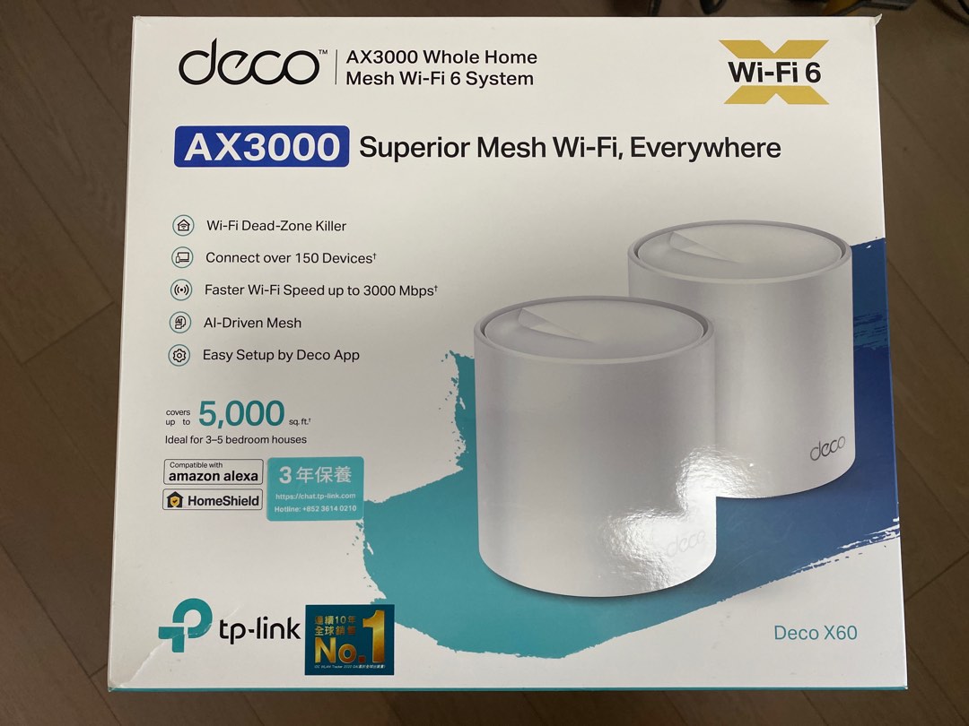 Tp-link deco X60 set (2pcs) AX3000 Wi-Fi 6 Mesh Router, 電腦＆科技, 電腦周邊及配件 ...