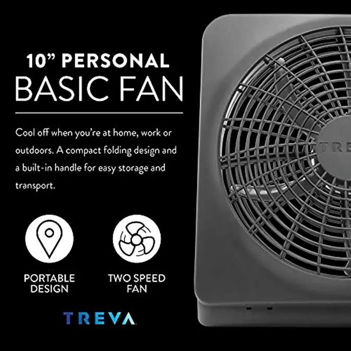 Treva 10-Inch Portable Desktop Air Circulation Battery Fan, 2 Speed ...