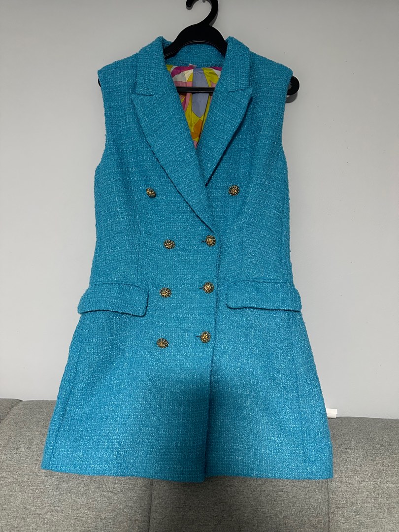 Tweed double vested dress / outer coat, Women's Fashion, Dresses & Sets ...