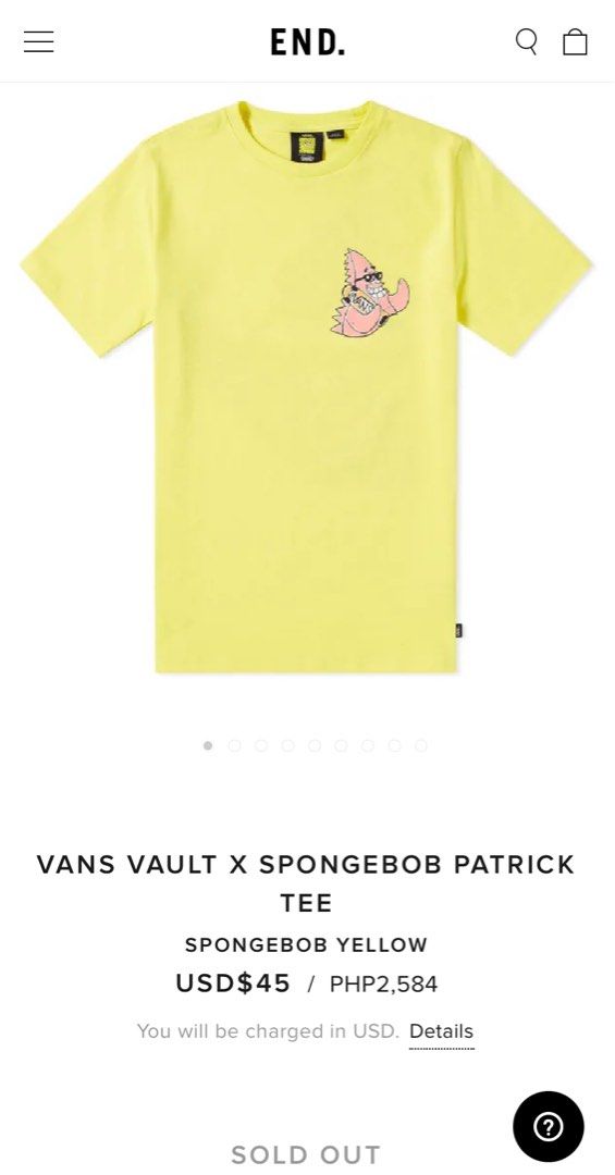 VANS VAULT X SPONGEBOB PATRICK TEE SPONGEBOB YELLOW, Men's Fashion ...