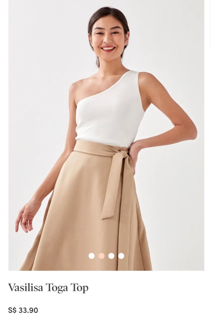 White toga top, Women's Fashion, Tops, Blouses on Carousell