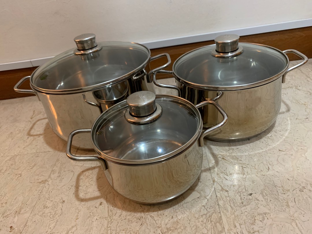 WMF Diadem 3pc stainless steel cookware set, Furniture & Home Living ...