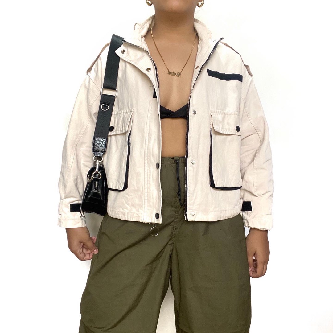 zip up cargo denim jacket, Women's Fashion, Coats, Jackets and ...