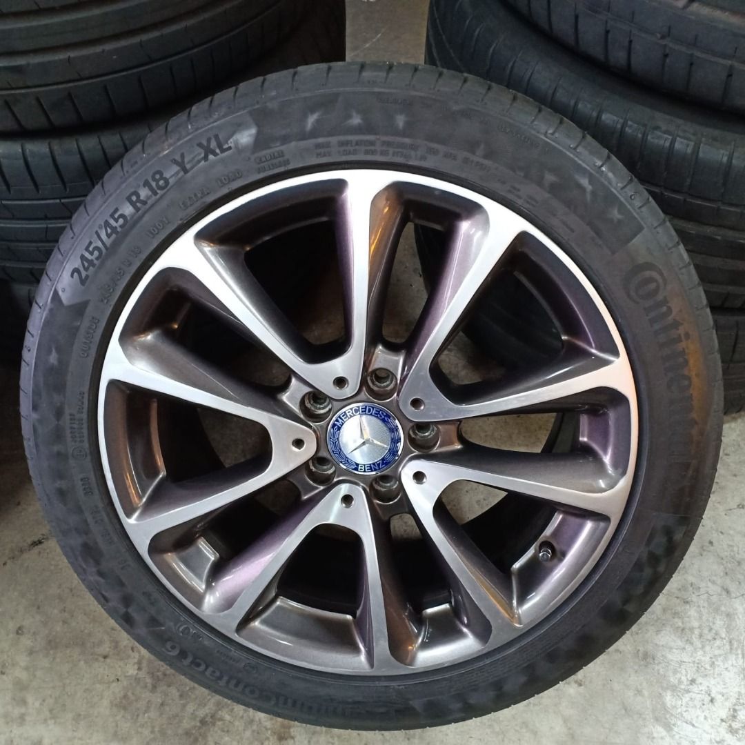 18" Mercedes Benz Original rims & PC6 tyres (staggered), Car Accessories, Tyres & Rims on Carousell