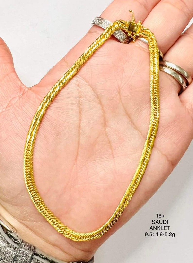 18K Saudi Gold Anklet Triple Lock, Women's Fashion, Jewelry ...