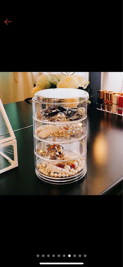5 layer swivel acrylic rotating jewelry box organizer, Furniture & Home ...