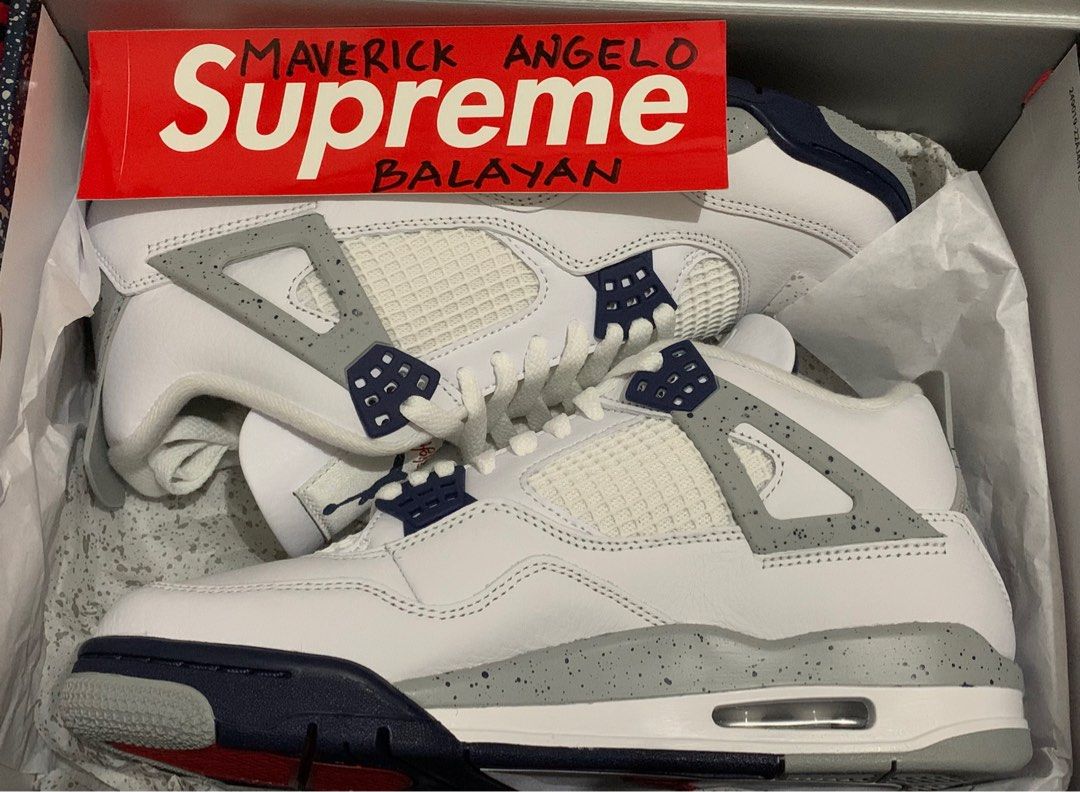 Air Jordan 4 Midnight Navy, Men's Fashion, Footwear, Sneakers on Carousell