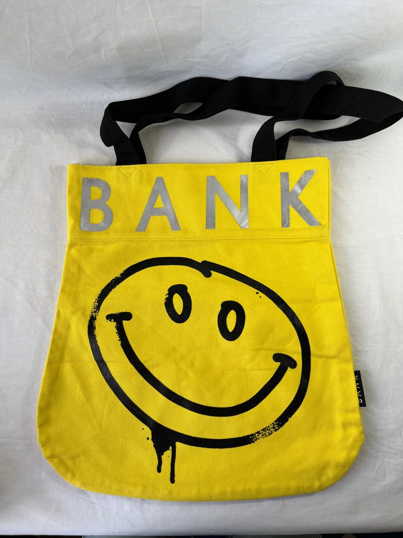 Bank Yellow Smiley Tote Bag, Women's Fashion, Bags & Wallets, Tote Bags ...