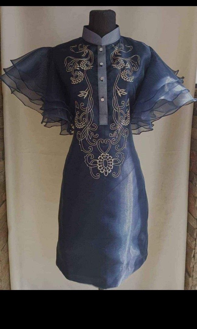 Modern Filipiniana Dress Linen Barong Tagalog Philippine National ...