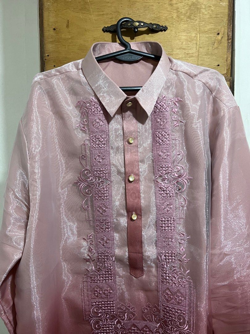 Barong (Maroon Gradient), Men's Fashion, Tops & Sets, Formal Shirts on ...