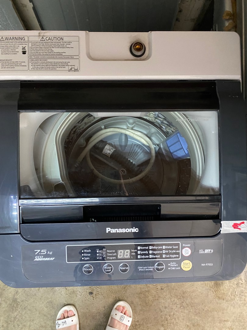 Black Panasonic 7.5KG Top Loading Washing Machine, TV & Home Appliances ...