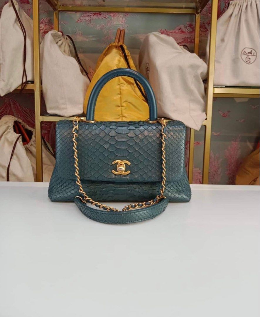 Chanel Mini Python Coco Handle, Luxury, Bags & Wallets on Carousell