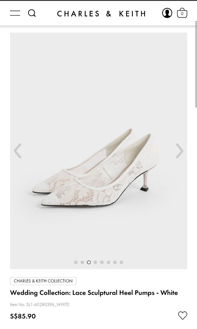 Charles & Keith White Lace Sculptural Heel Pumps, Women's Fashion ...