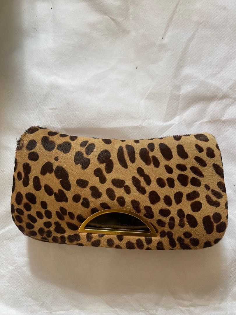 Christian Dior Leopard Skin Clutch, Luxury, Bags & Wallets on Carousell