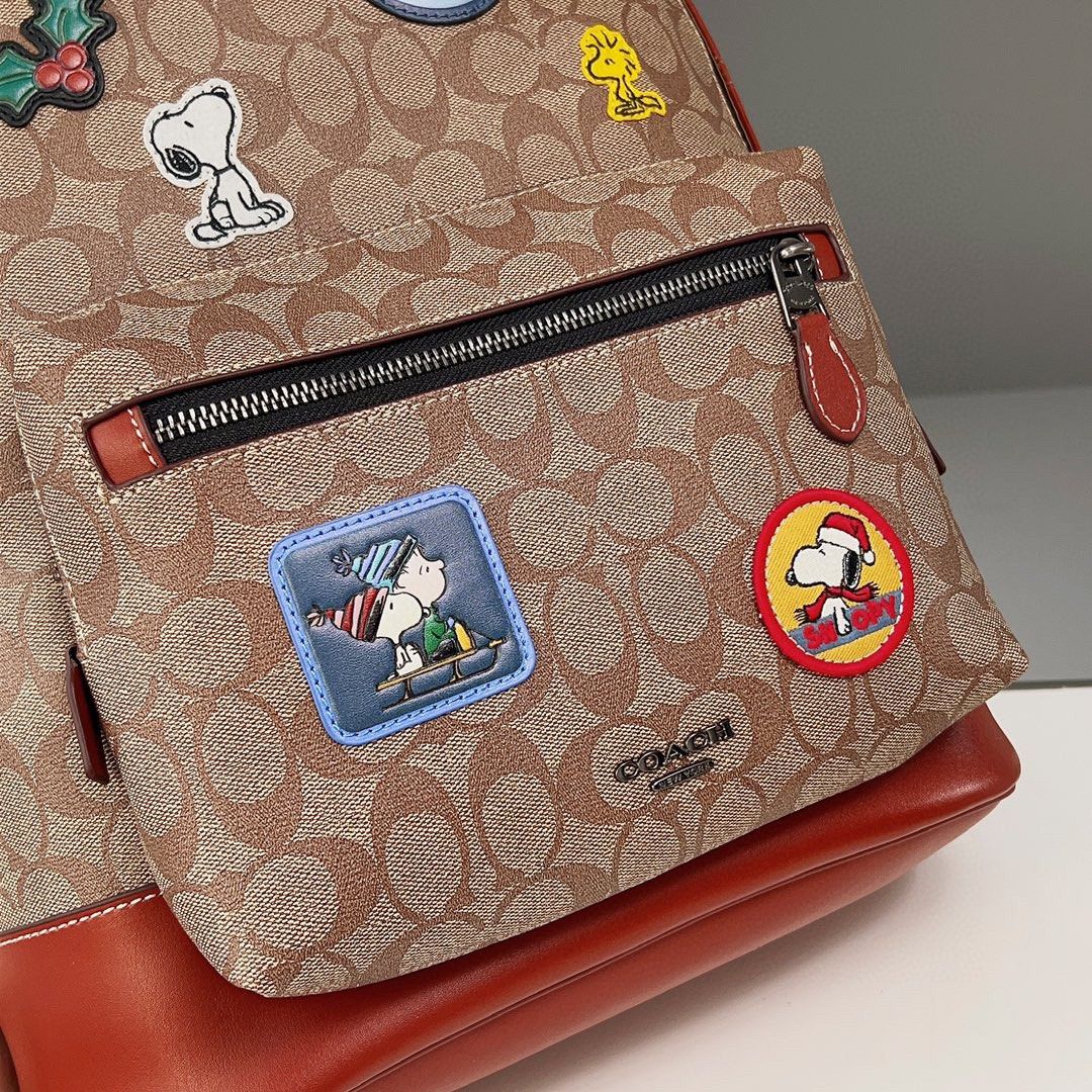 Coach X Peanuts West Backpack In Signature Canvas With Patches, Women's ...