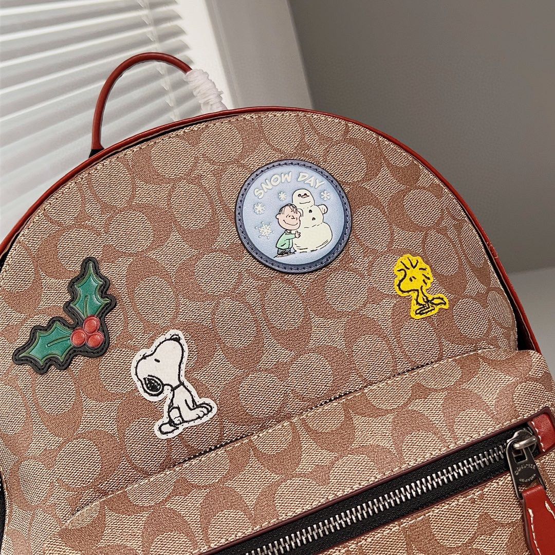 Coach X Peanuts West Backpack In Signature Canvas With Patches, Women's ...
