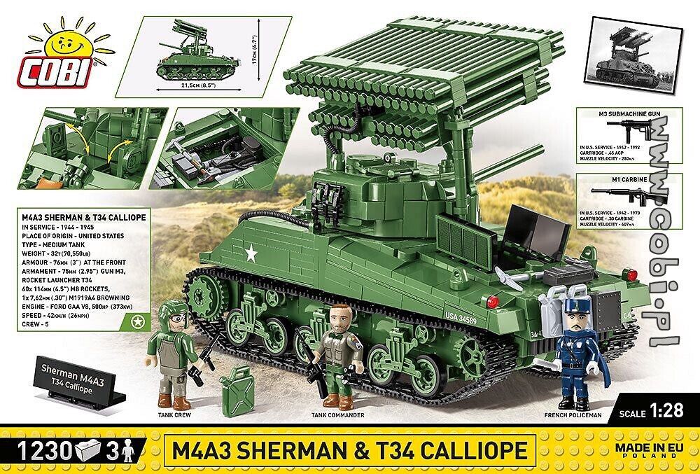 COBI US WW2 M4A3 SHERMAN CALLIOPE TANK 2569 (LEGO compatible), Hobbies ...