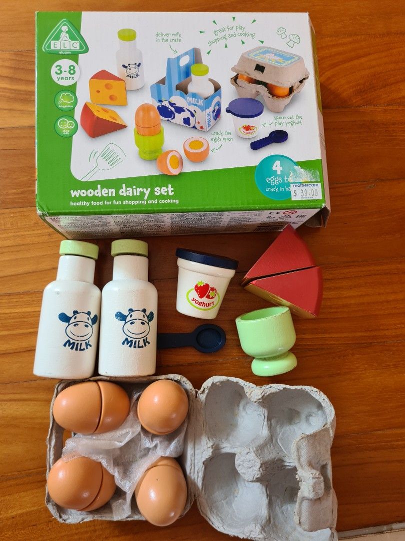 ElC wooden dairy set ( breakfast)- montessori, Hobbies & Toys, Toys ...