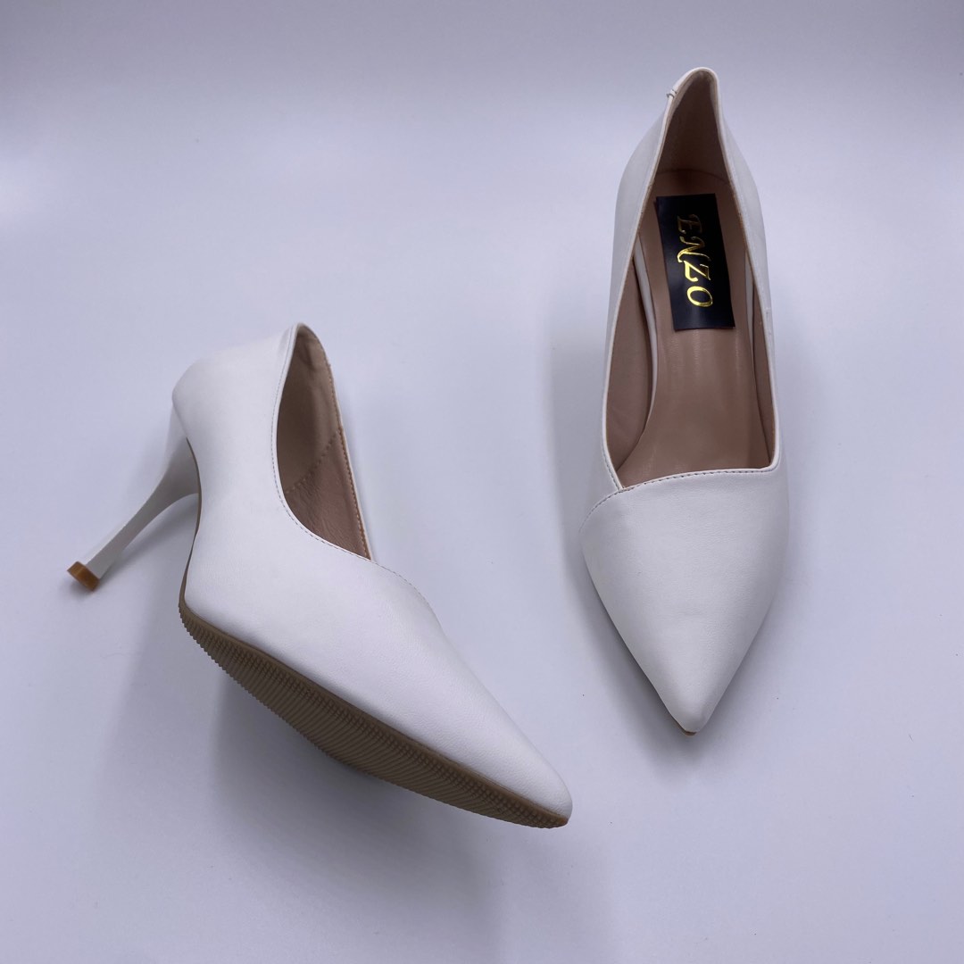 ENZO: VERON WHITE HEELS (3 inches), Women's Fashion, Footwear, Heels on ...