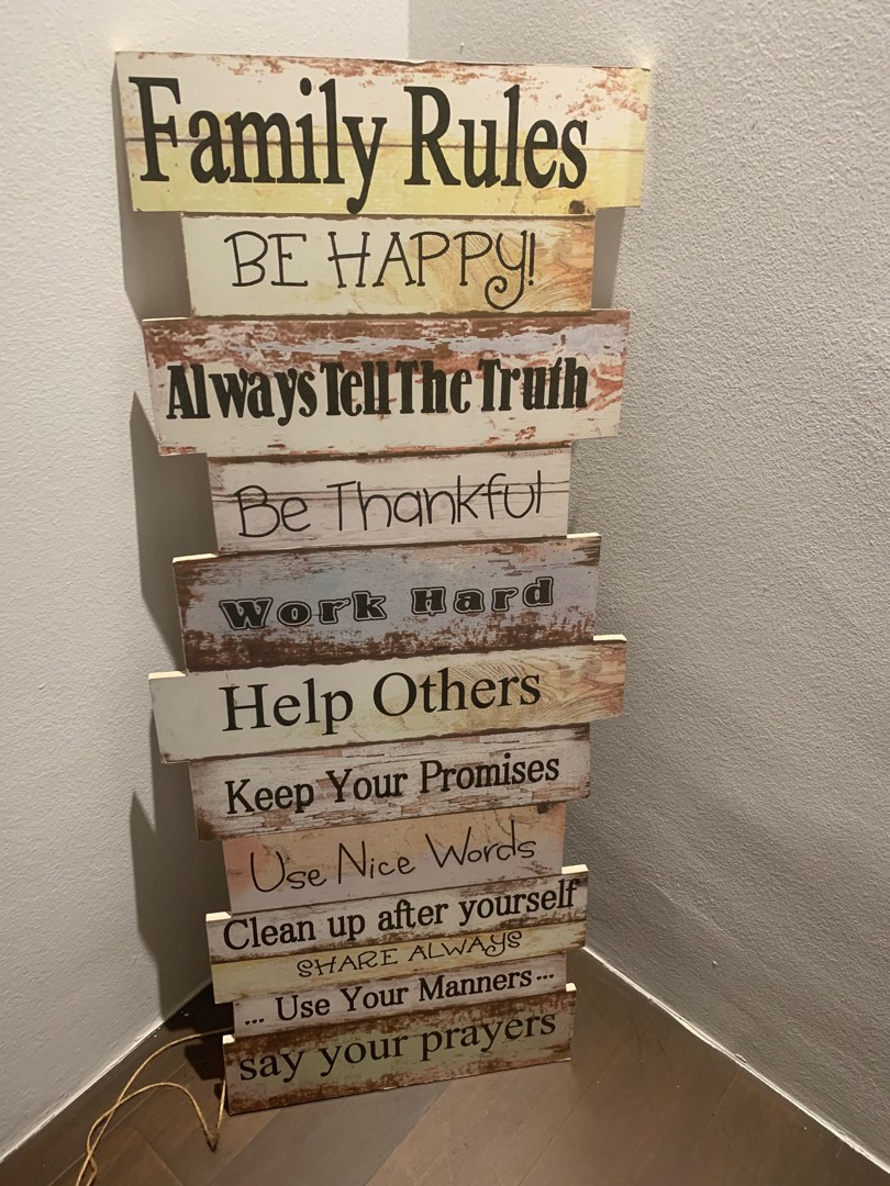 Family rule board, Furniture & Home Living, Bathroom & Kitchen Fixtures ...
