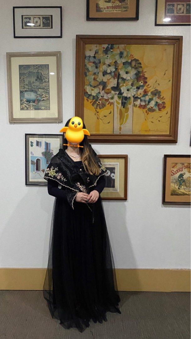 Filipiniana Alampay and Black Tulle long skirt, Women's Fashion ...