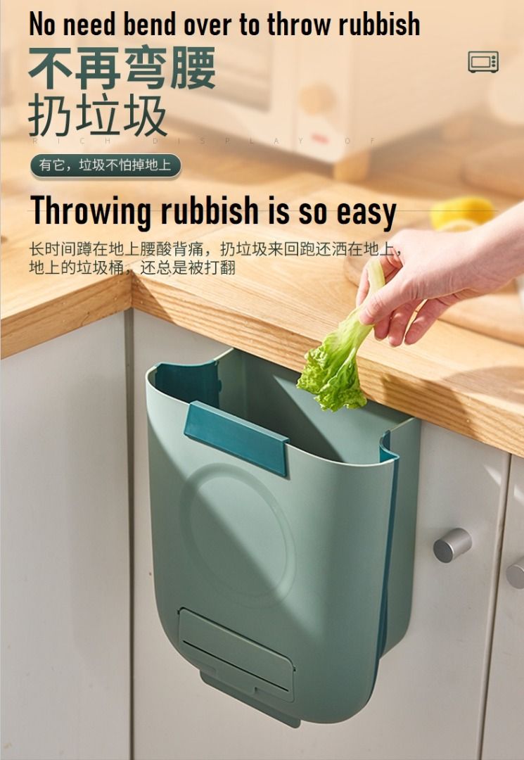 Foldable Kitchen Hanging Trash Bin Rubbish Bag Holder Dustbin Garbage ...