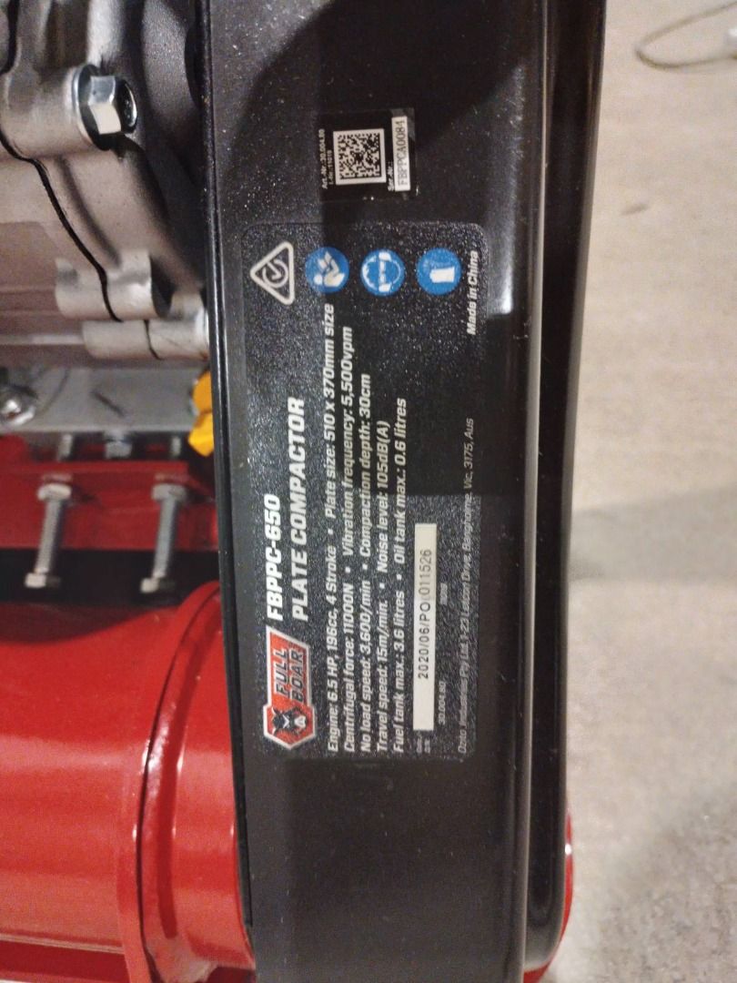 Full Boar Plate Compactor 6.5HP, Commercial & Industrial, Construction ...