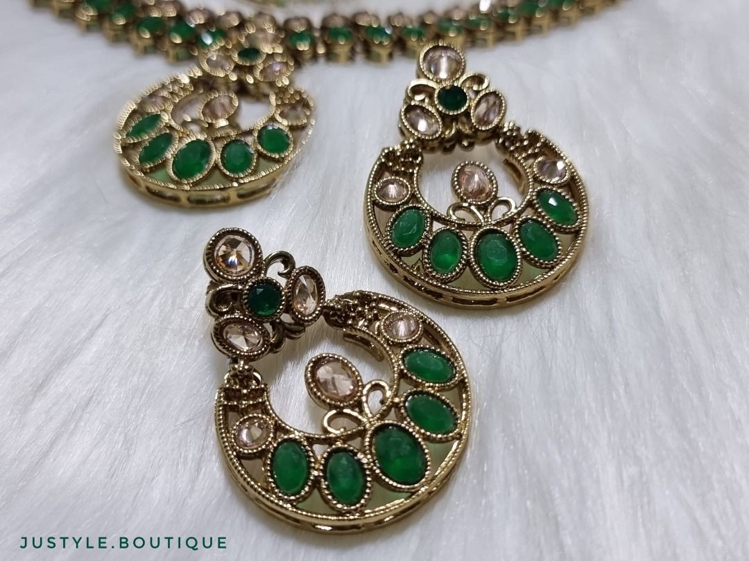 Green Stone Choker Set, Women's Fashion, Jewelry & Organisers ...