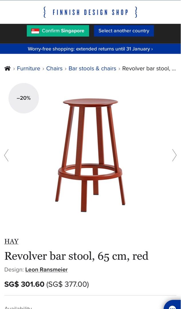 Hay Revolver Bar Stool, Furniture & Home Living, Furniture, Chairs on ...