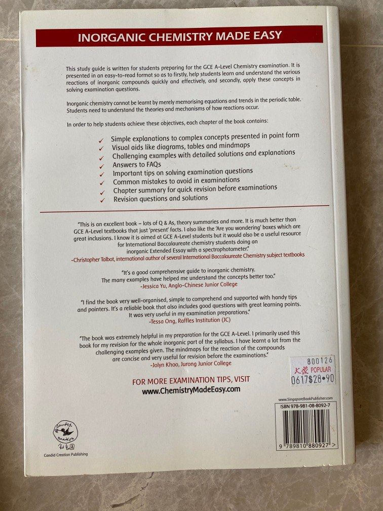 Inorganic chemistry Made easy - A level H1/H2 chemistry, Hobbies & Toys ...