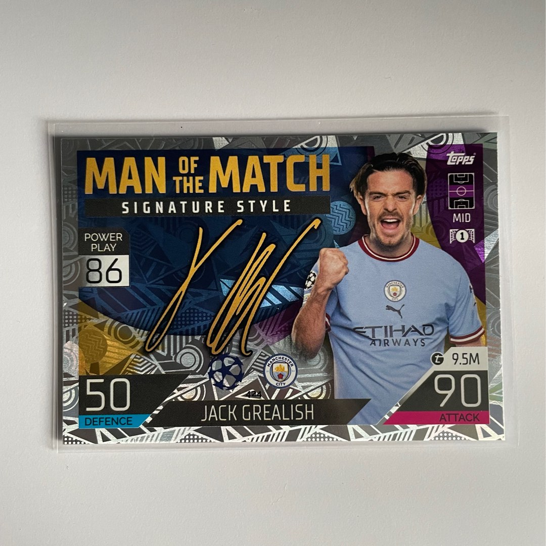 Jack Grealish Match Attax 22/23 MOTM Signature Style, Hobbies & Toys ...