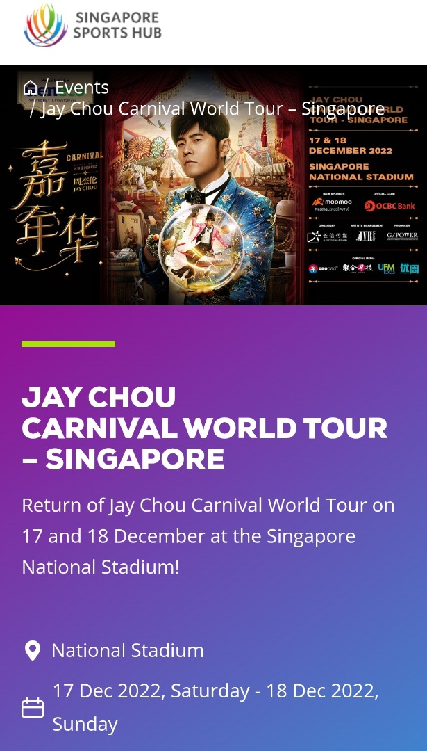 Jay Chou Singapore Concert tickets 17 Dec 2022, Tickets & Vouchers ...