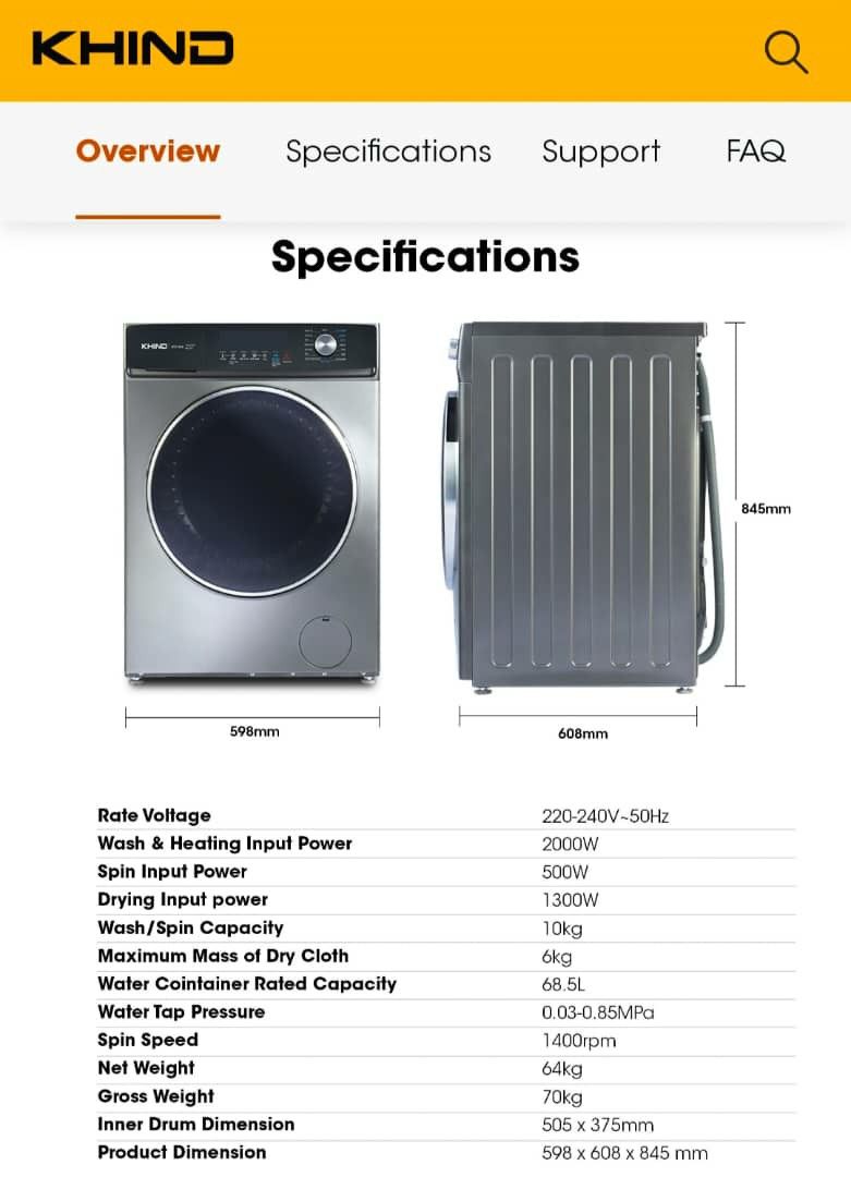 Khind washer dryer 2 in 1, TV & Home Appliances, Washing Machines and ...