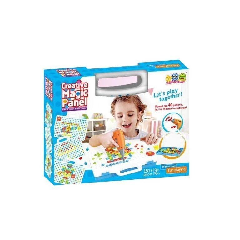 Kids 3D Toys Educational DIY Electric Drill Creative Magic Panel Building Block Model Set Game ...