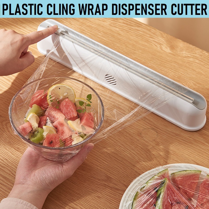 Kitchen Cling Wrap Film Dispenser with Cutter Fridge Mount Suction Cup ...