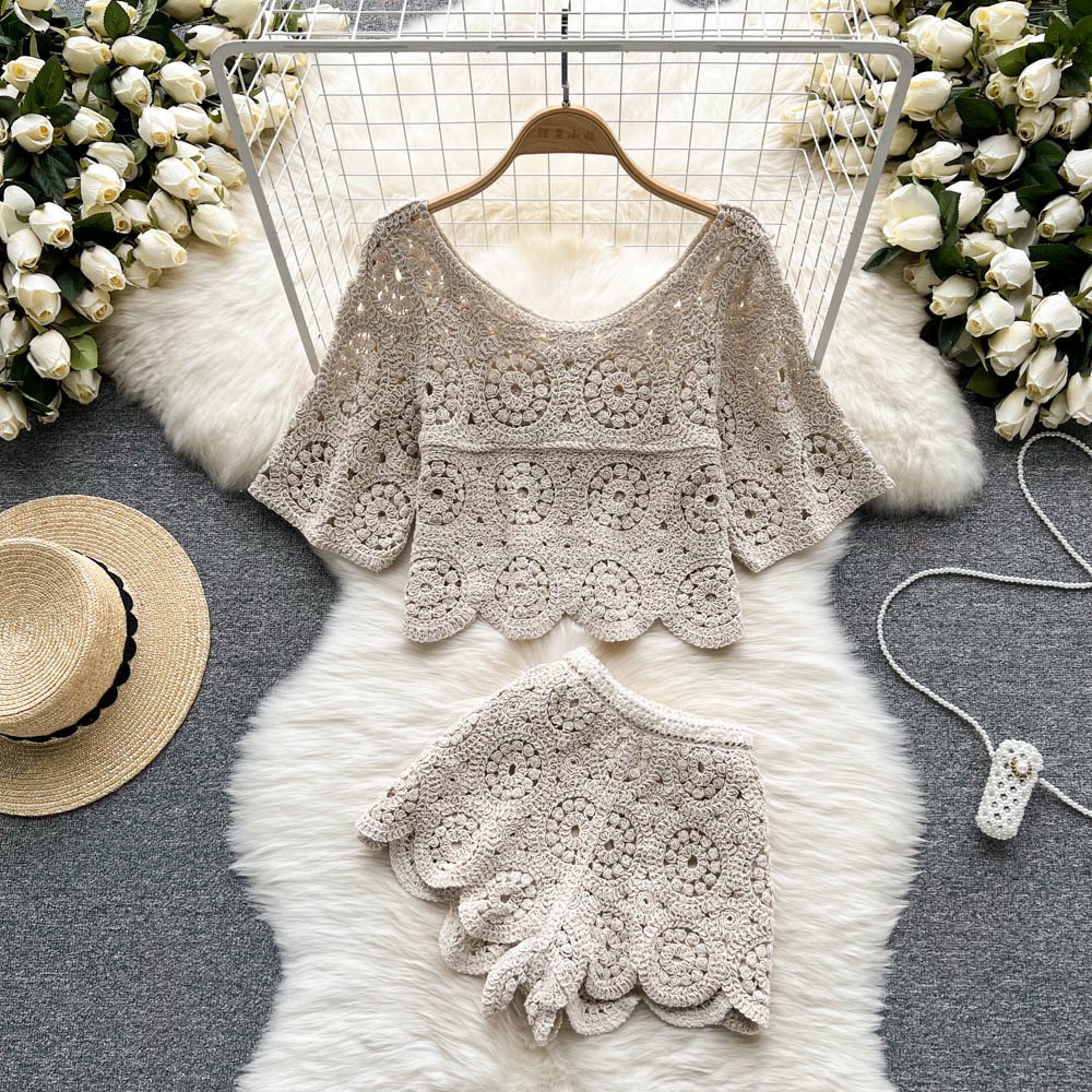 Korean Knit Shorts Coords, Women's Fashion, Dresses & Sets, Sets or ...