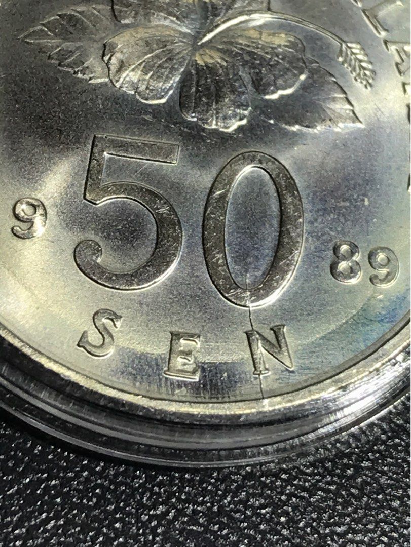 Malaysia error 50 sen 1989 bunga raya semi keydate error duit lama ...