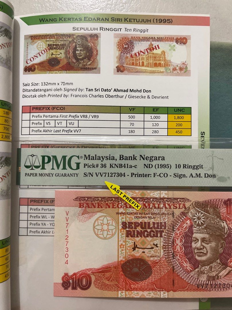 Malaysia 7th RM 10 PMG 66EPQ VV7 last prefix (rare), Hobbies & Toys, Memorabilia & Collectibles ...