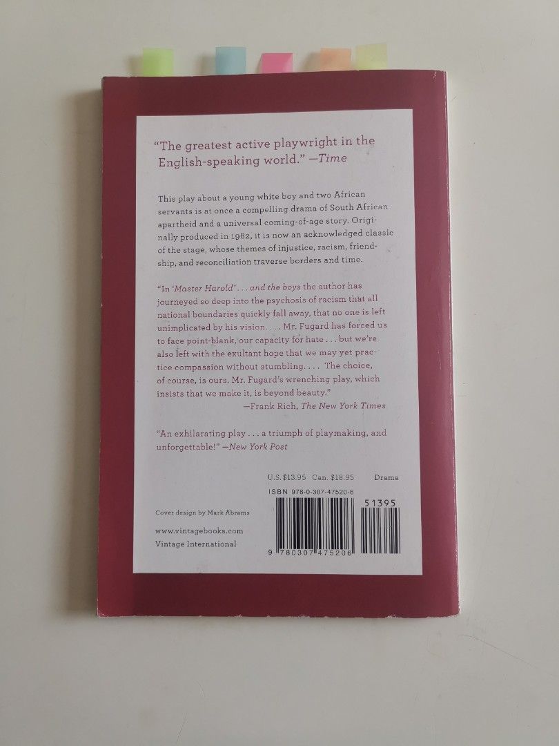 Master Harold and the boys by Athol Fugard, Hobbies & Toys, Books ...