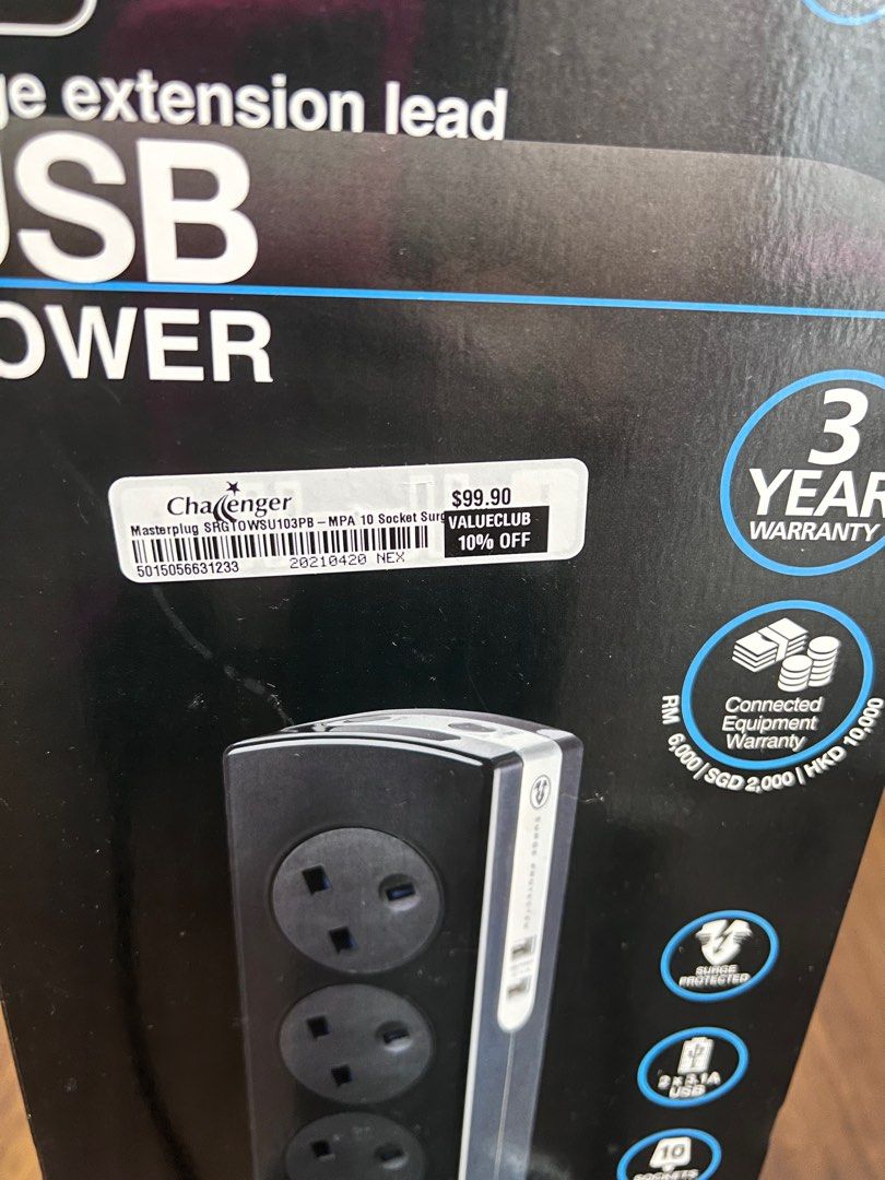 MASTERPLUG SURGE EXTENSION LEAD USB POWER, TV & Home Appliances, Other ...