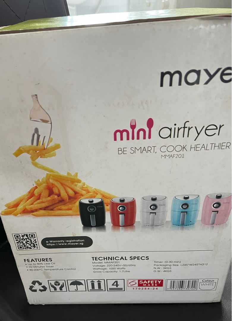 Mayer Mini Air Fryer White, TV & Home Appliances, Kitchen Appliances, Fryers on Carousell