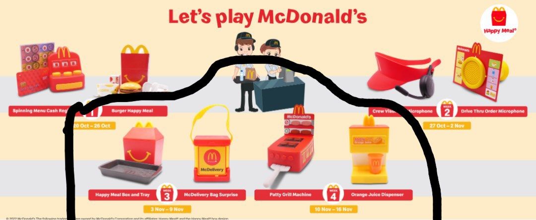 Mcdonalds Lets Play Mcdonald's Happy Meal Toys (Happy Meal box and Tray ...