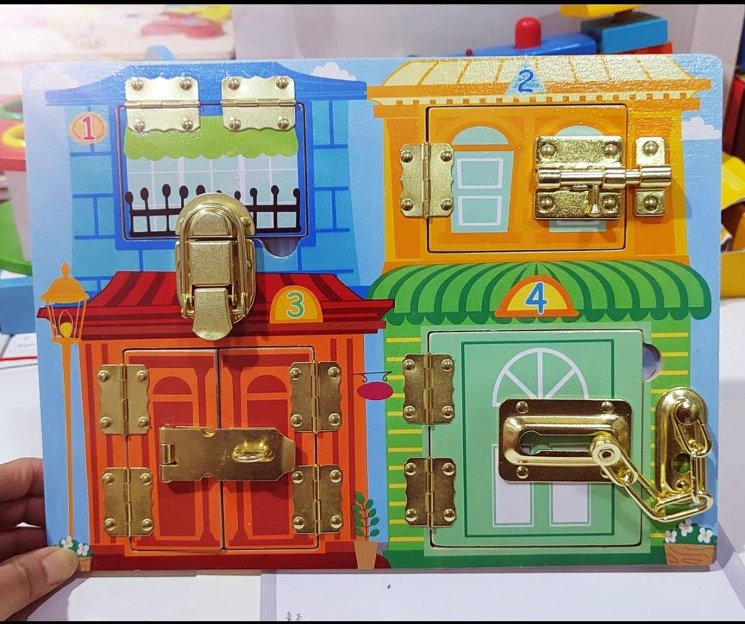 Playtive portable wooden montessori styled latch and lock busy sensory ...