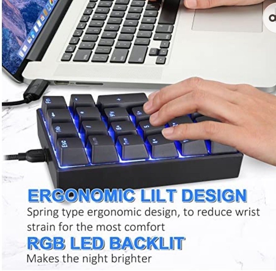 MOTOSPEED K23 Mechanical Numeric Keypad Blue Switch Wired 21 Keys Mini ...