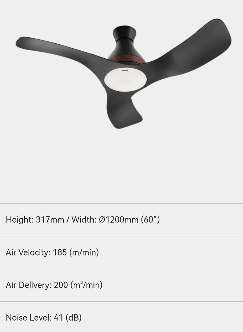 PANASONIC ceiling Fan 48" 60" with light, Furniture & Home Living ...