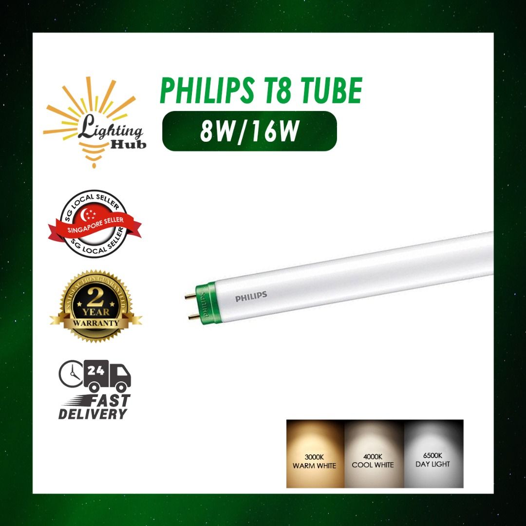 PHILIPS T8 LED light tube / Single ended / 2ft 4ft / 8W 16W / 3000k 4000k 6500k, Furniture ...