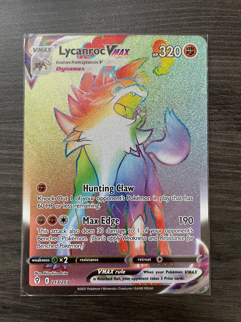 Pokemon Evolving Skies Lycanroc Vmax Rainbow rare, Hobbies & Toys, Toys ...