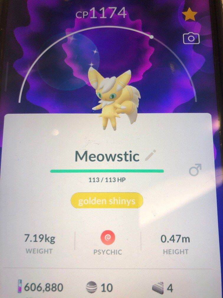 Pokemon Go shiny meowstic, Video Gaming, Video Games, Others on Carousell