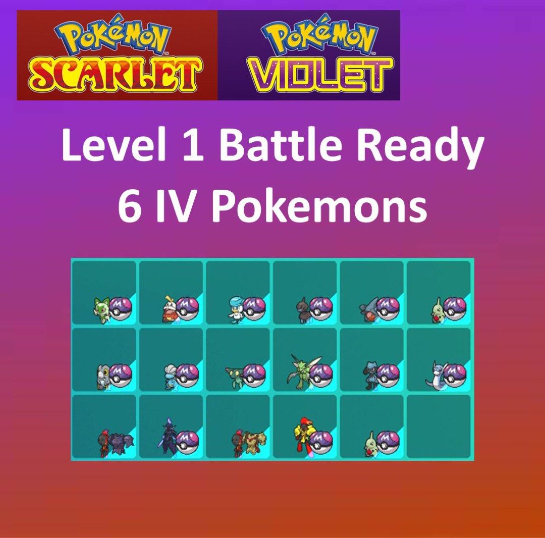 Pokemon Scarlet Violet 31 IV Starter Pokemon Level 1, Video Gaming ...